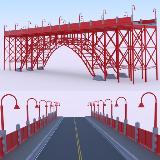 Steel road bridge | Architectural Structures models | BlenderKit