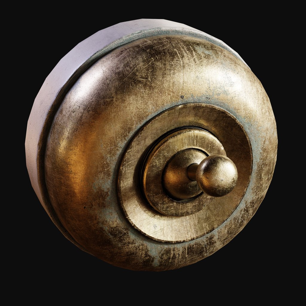 Antique Brass Light Switch | Interior Design models | BlenderKit