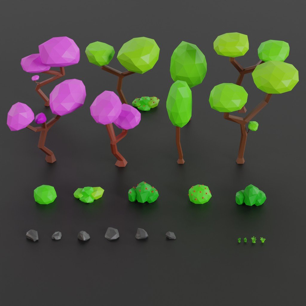 Low poly nature pack | FREE Trees models | BlenderKit