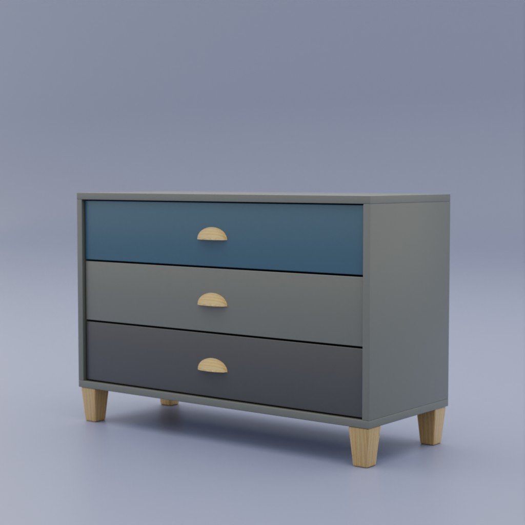 Commode with 3 drawers | FREE Kids Furniture Sets models | BlenderKit