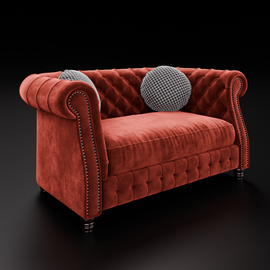 Sofa Melaina Tufted Velvet | Sofas models | BlenderKit