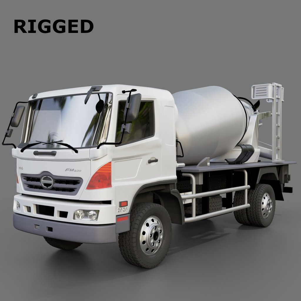 Hino Jumbo Ranger FM 320 Concrete Mixer | Trucks models | BlenderKit