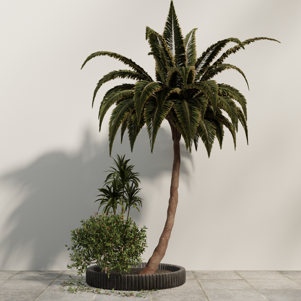 Tropical Trio Planter | Outdoor Plants models | BlenderKit