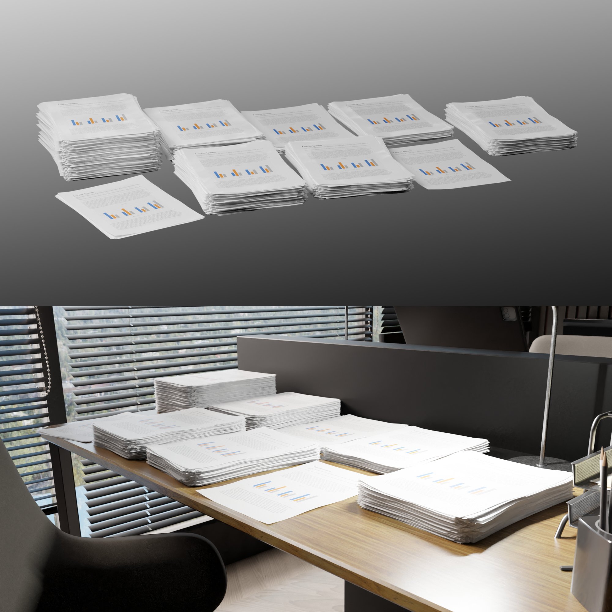 Paper piles | FREE Stationeries models | BlenderKit