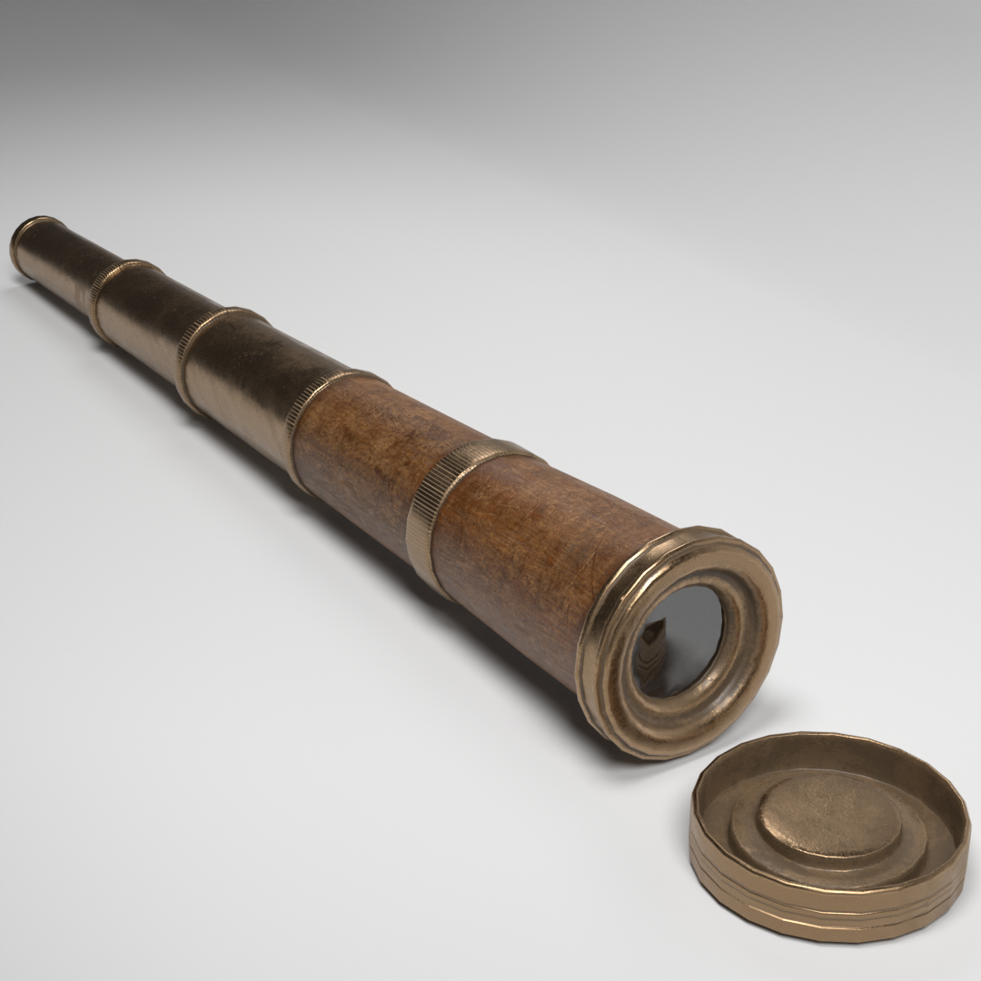 Antique Brass Spy Glass telescope | Photography models | BlenderKit