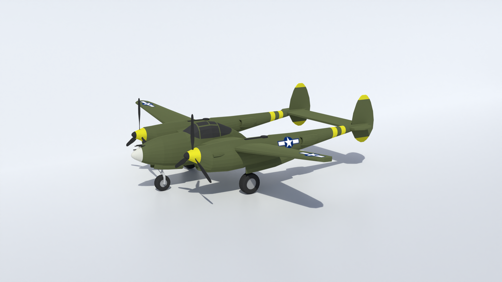 Low Poly Lockheed P38 Lighting | Military Aircraft models | BlenderKit