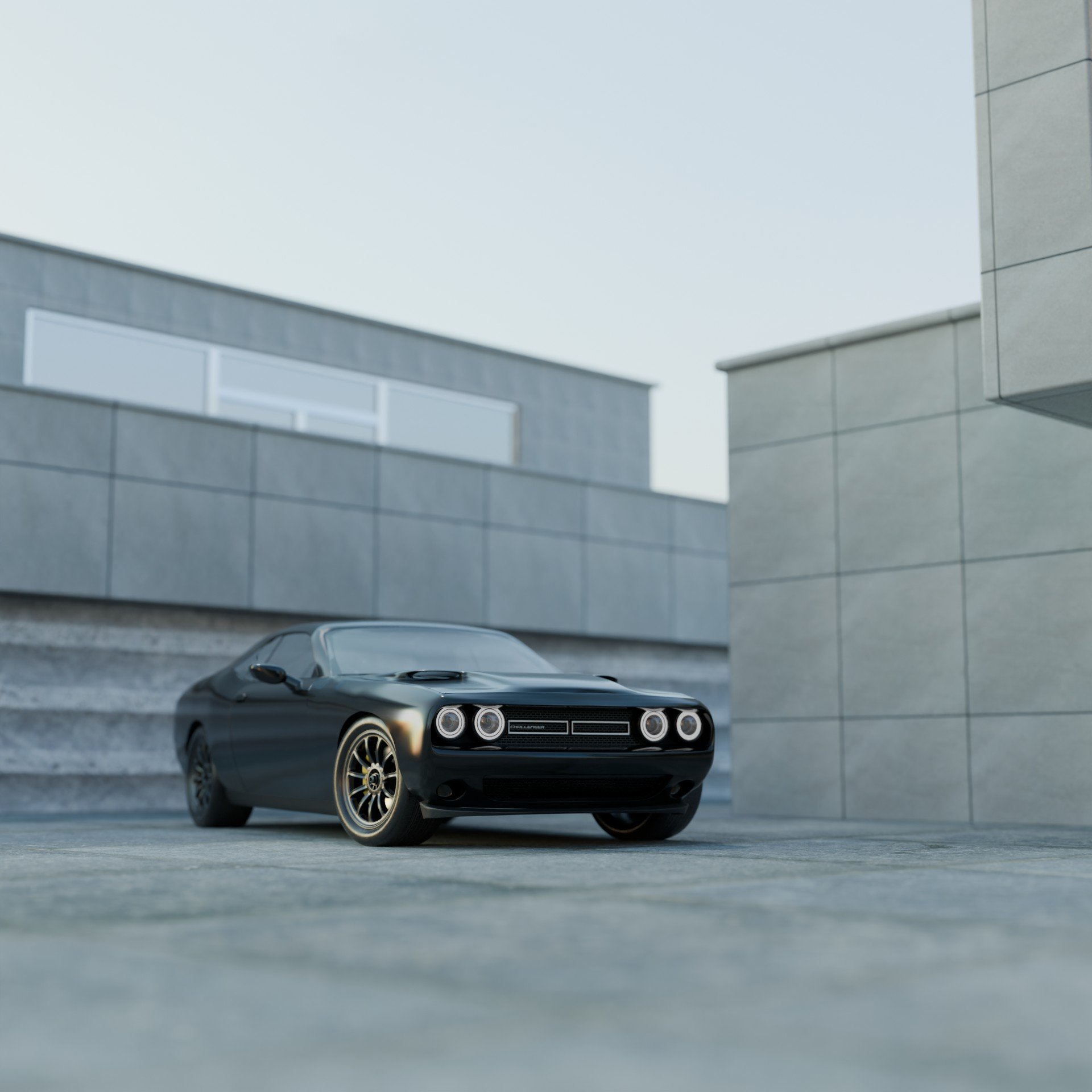 Dodge Muscle Car Scene | Gaming scenes | BlenderKit
