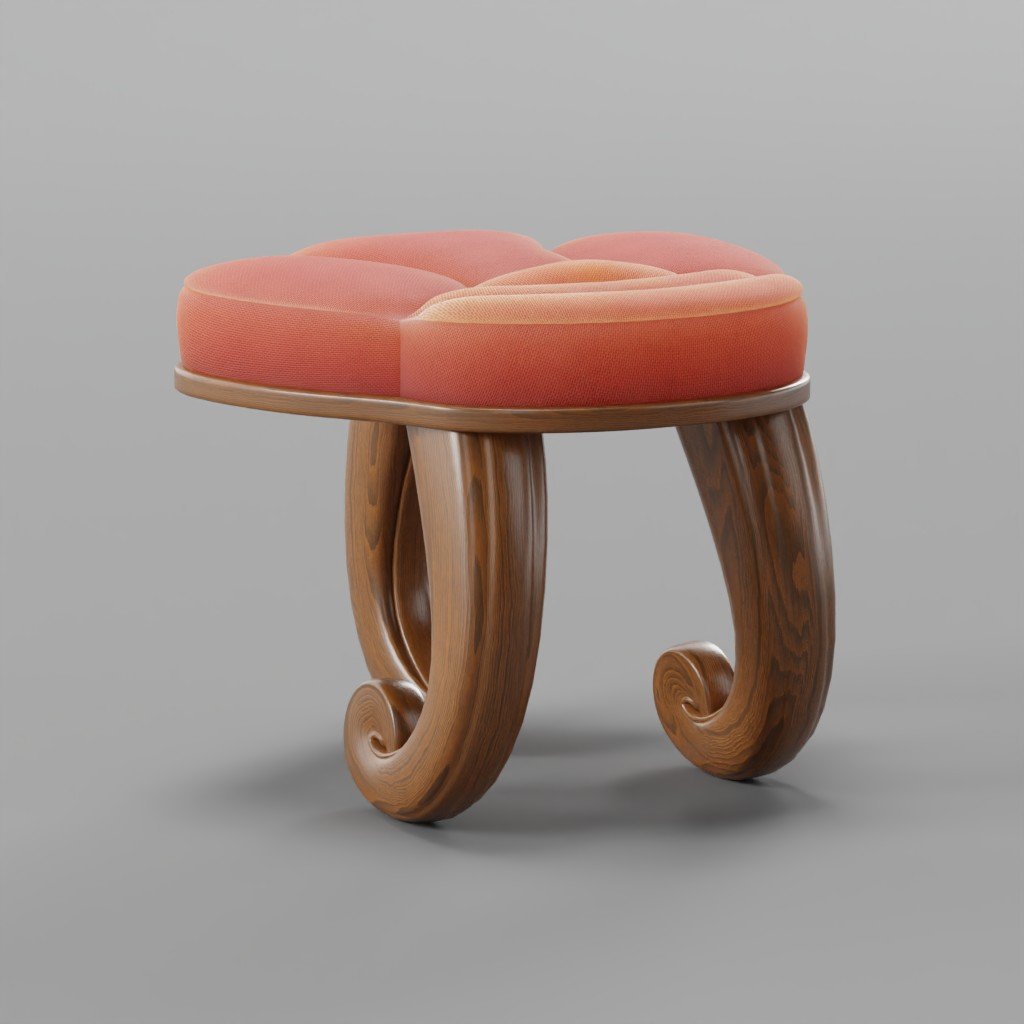 Red seashell pouf | FREE Poufs models | BlenderKit