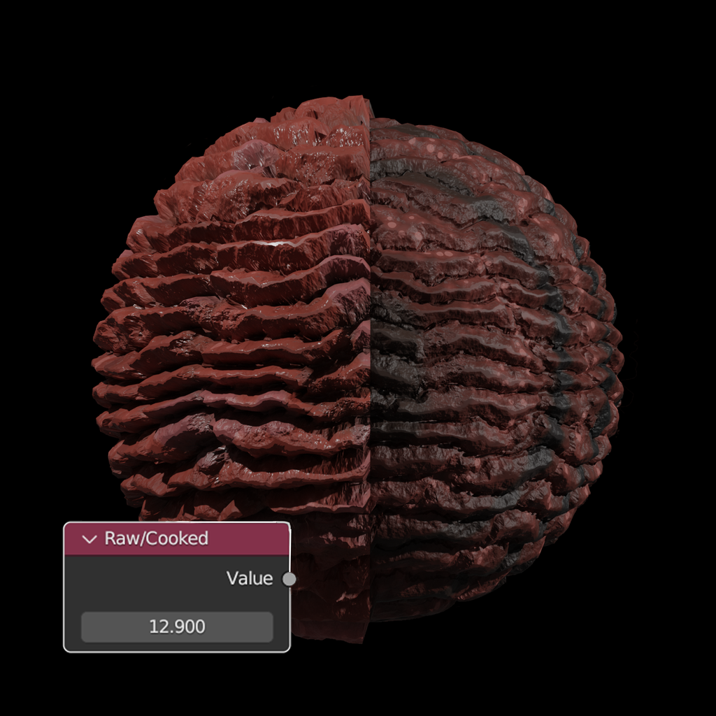 Procedural Raw/Cooked Ground Beef | FREE materials | BlenderKit