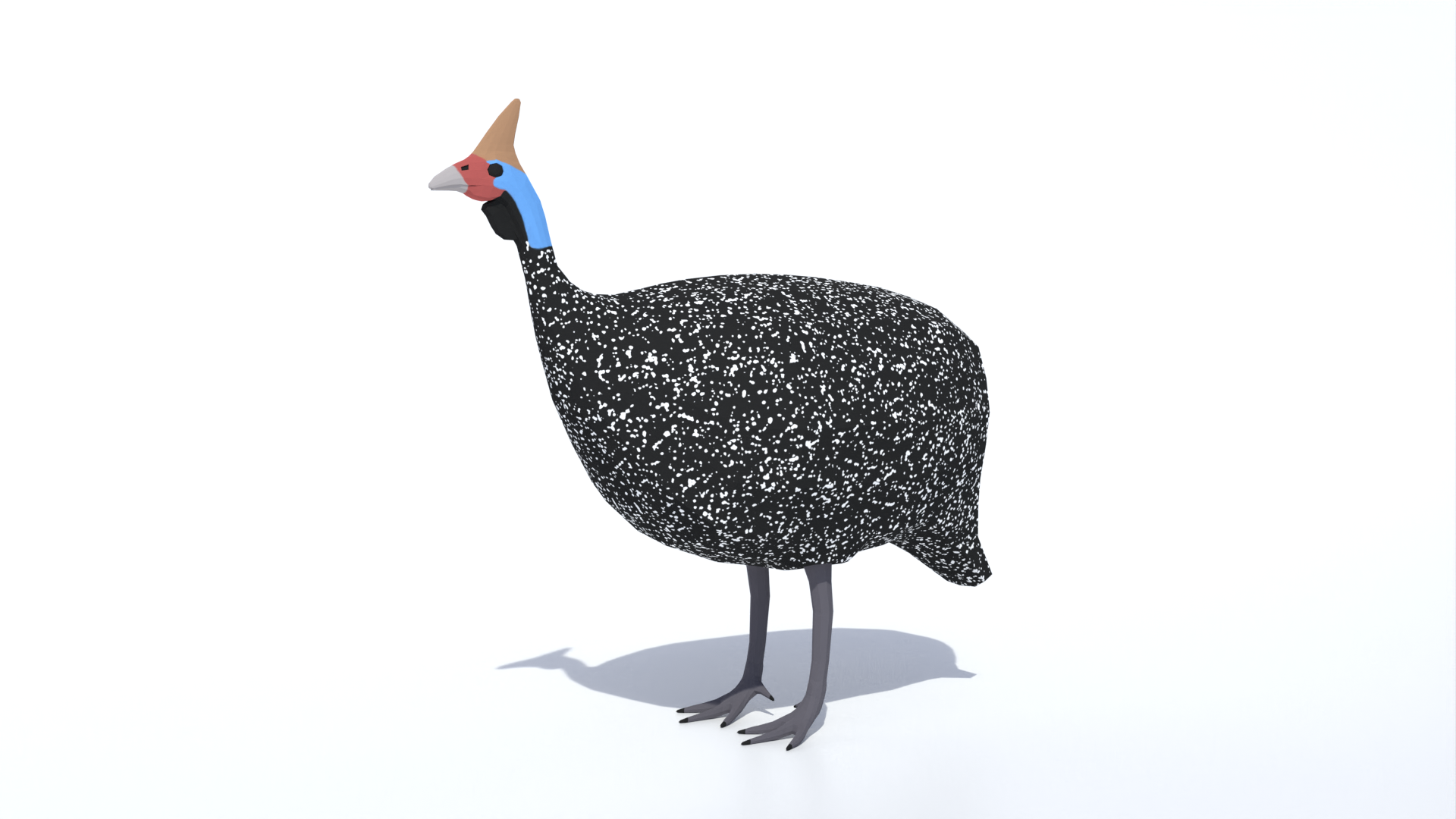 Low Poly Helmeted Guineafowl | Birds models | BlenderKit