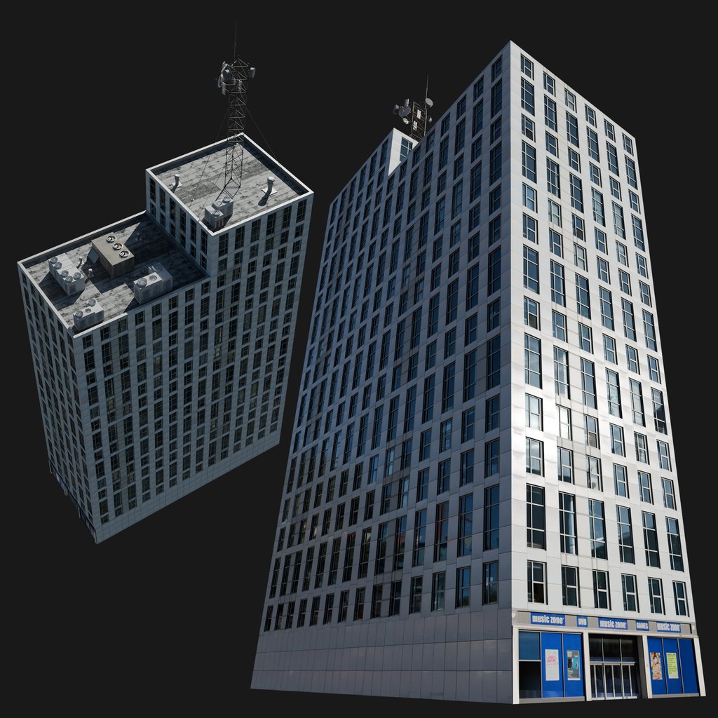 BlenderKit | Download the Modern Glass Office Tower model