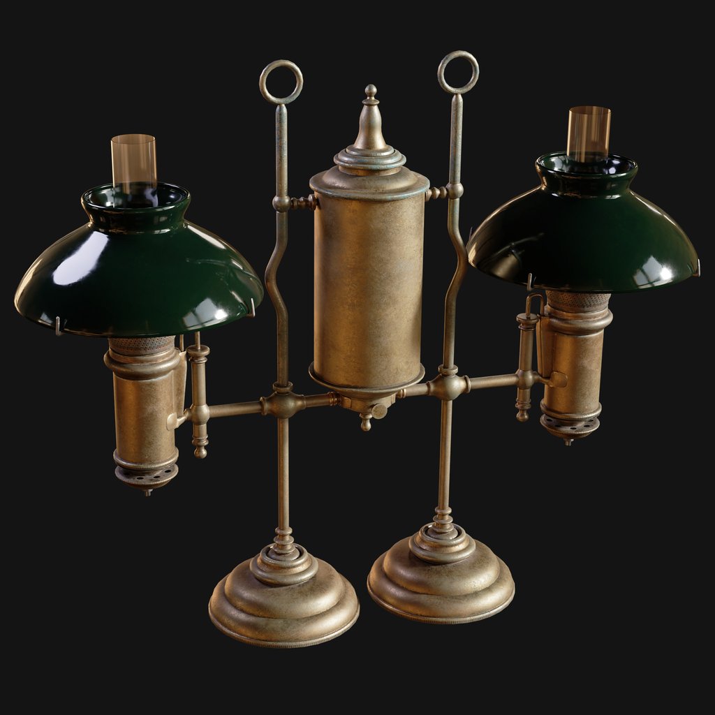 Victorian Double Student Lamp | FREE Table Lamps models | BlenderKit