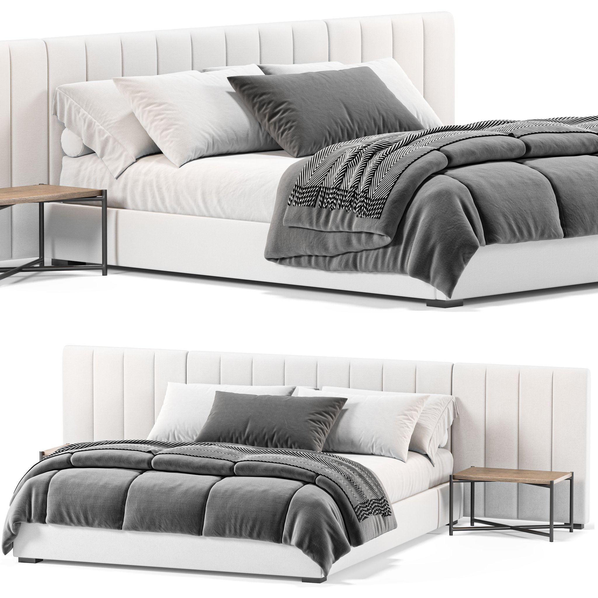 Rh Modena fabric Vertical channel | Beds models | BlenderKit