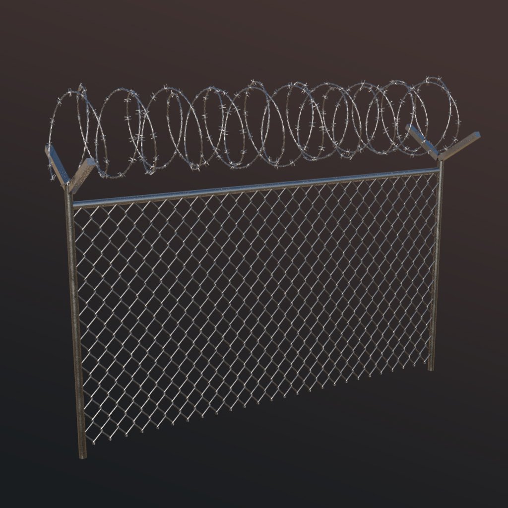 Military fence v2 | Fences models | BlenderKit