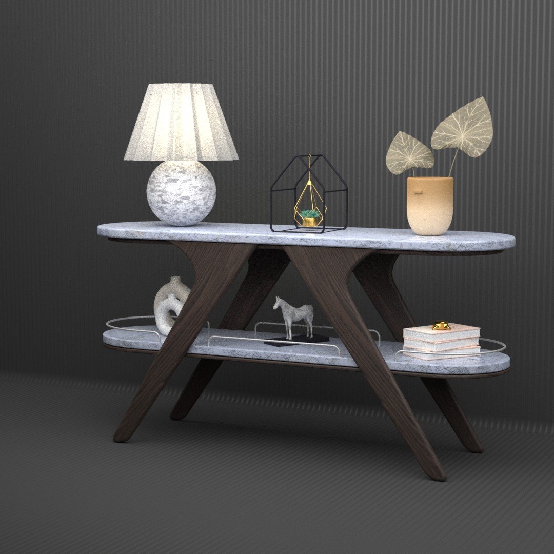 Marble Console Table With decos | Consoles models | BlenderKit