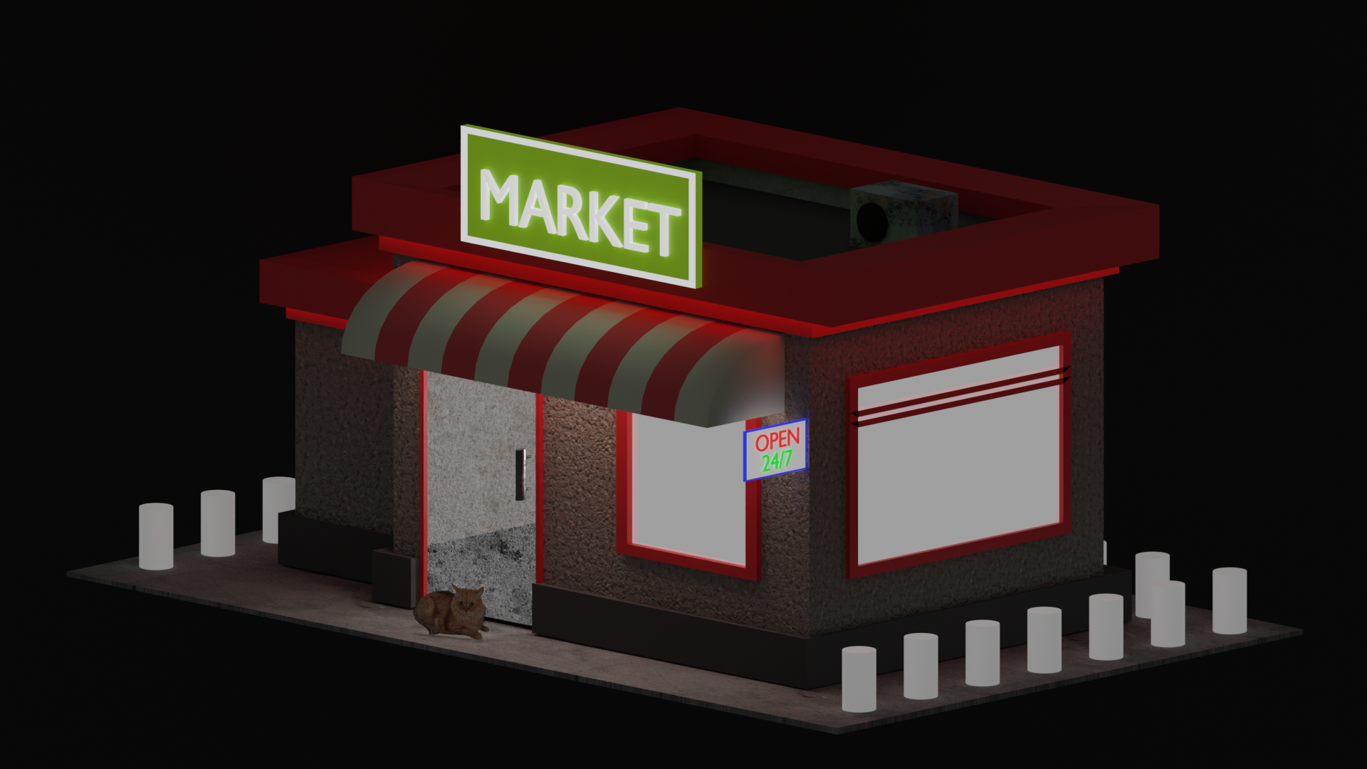 Supermarket store | Exterior scenes | BlenderKit