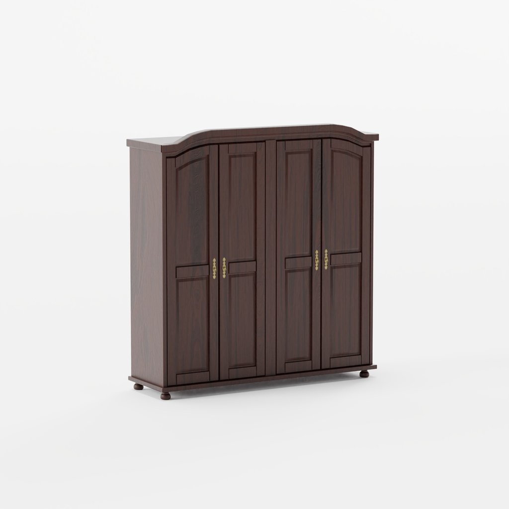 Solid Wood Kyle 4-Door Wardrobe | Wardrobes models | BlenderKit