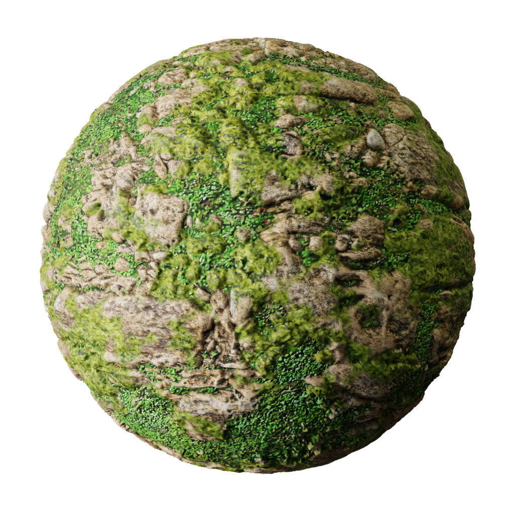 Rock with Moss | FREE stone materials | BlenderKit