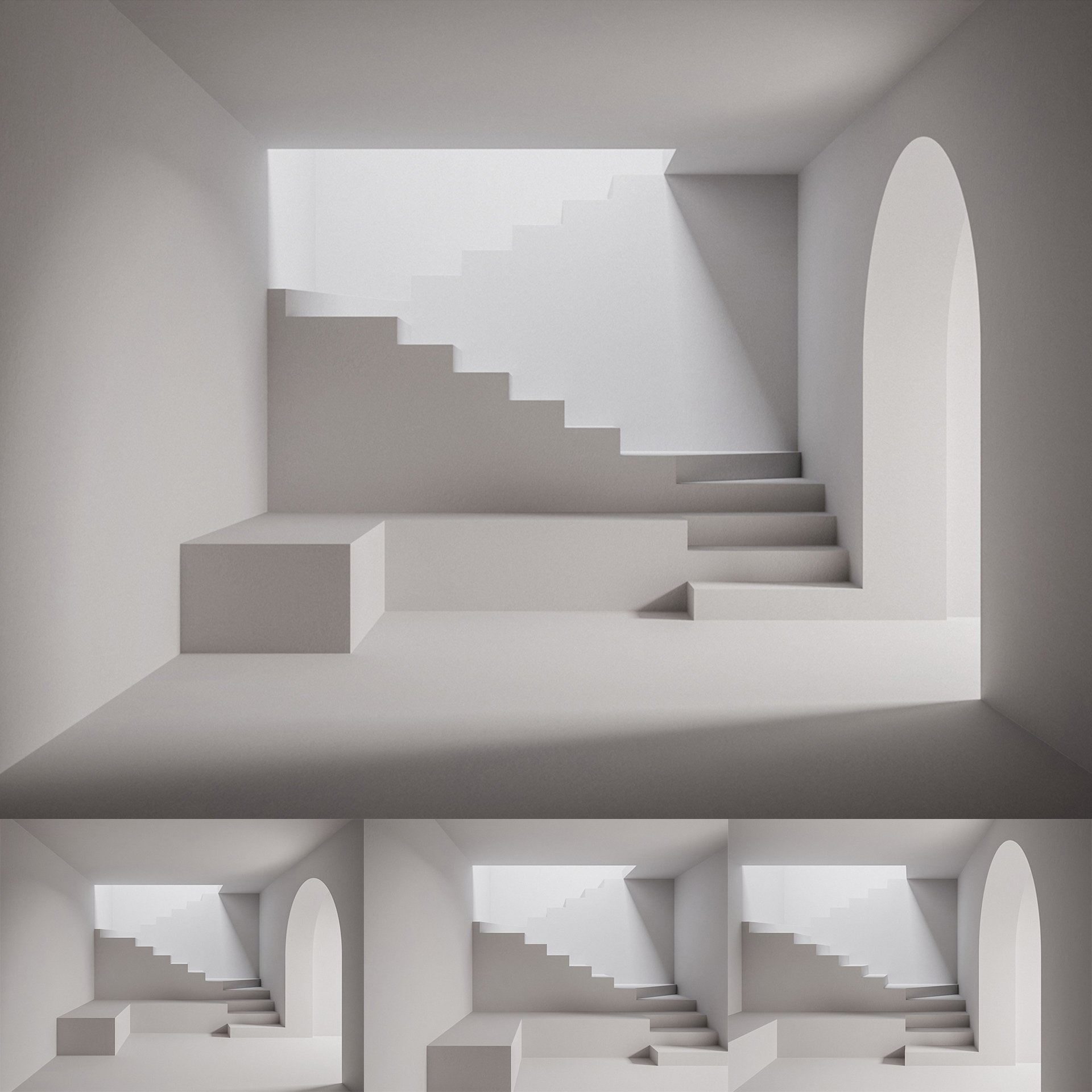 Staircase in white room II | Interior scenes | BlenderKit