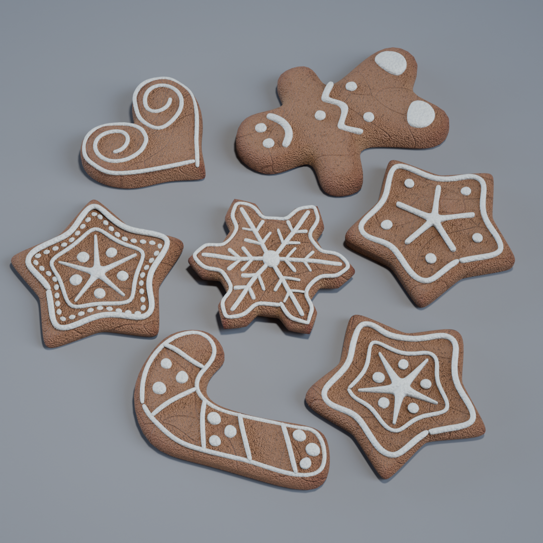 Ginger Bread Cookies 1 | Sweets / Desserts models | BlenderKit