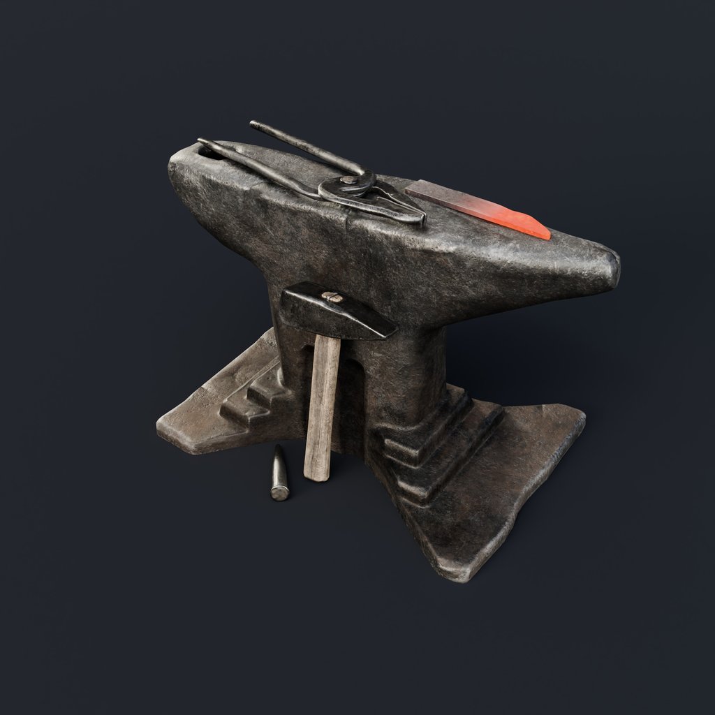 Anvil with tools | Handtools models | BlenderKit