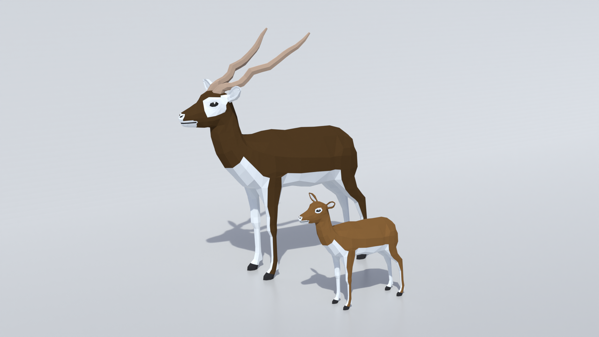 Low Poly Blackbuck and Calf | Mammals models | BlenderKit