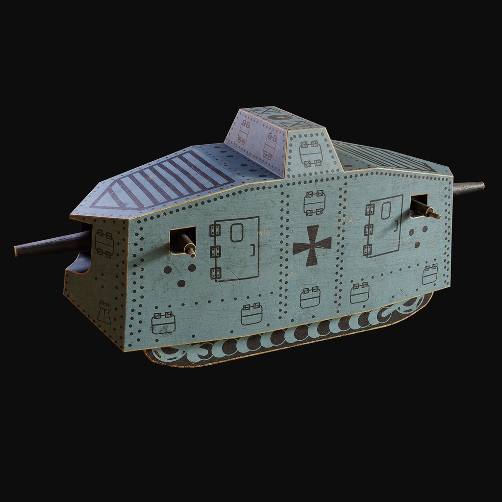 1920s Wooden Toy A7V Tank | Hobbies & Sports 3D Models models | BlenderKit