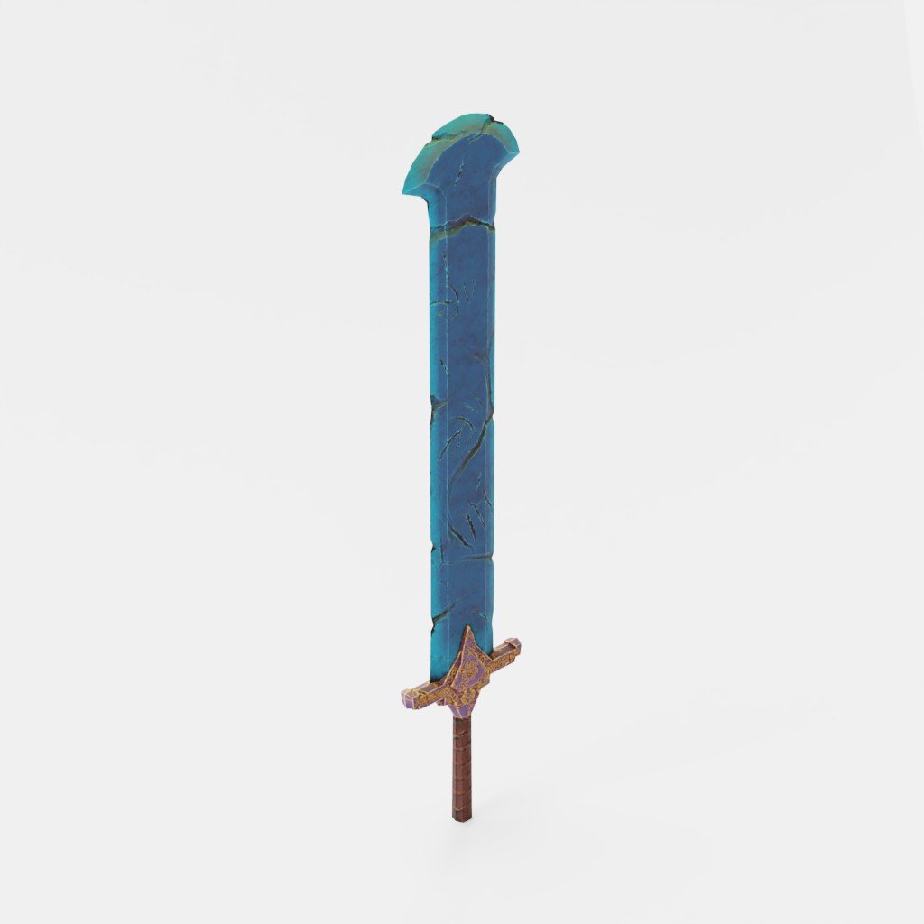 Stylized hand-painted stone sword | FREE Historical Weapons models ...