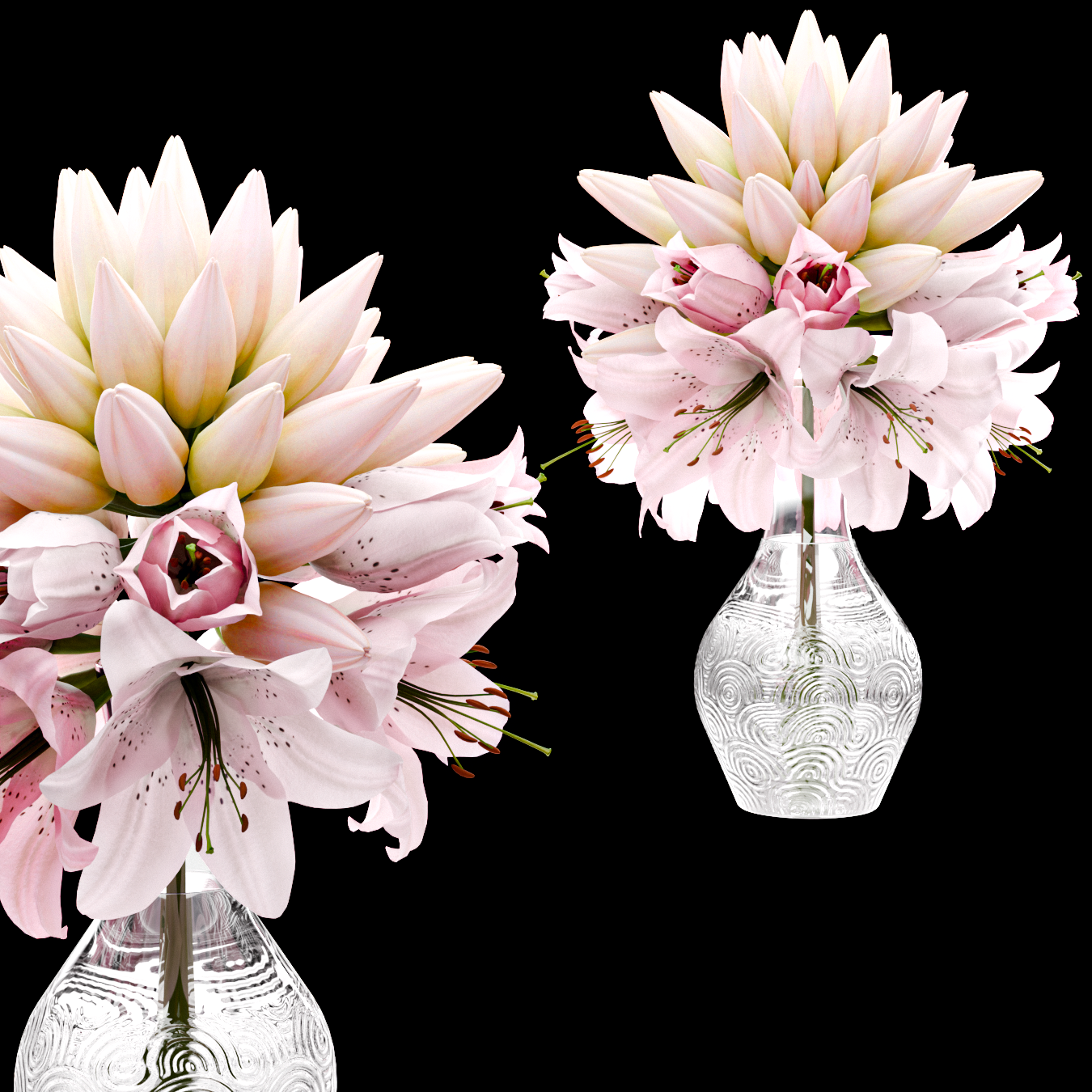 Lily Flower Bouquet in Glass Vase | FREE Vases models | BlenderKit