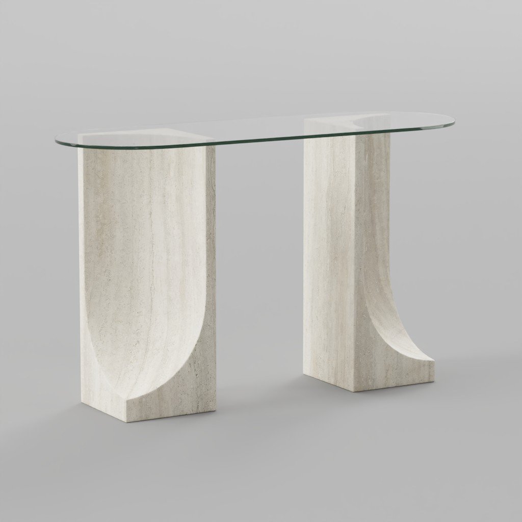 Glass and Travertine Console | FREE Consoles models | BlenderKit