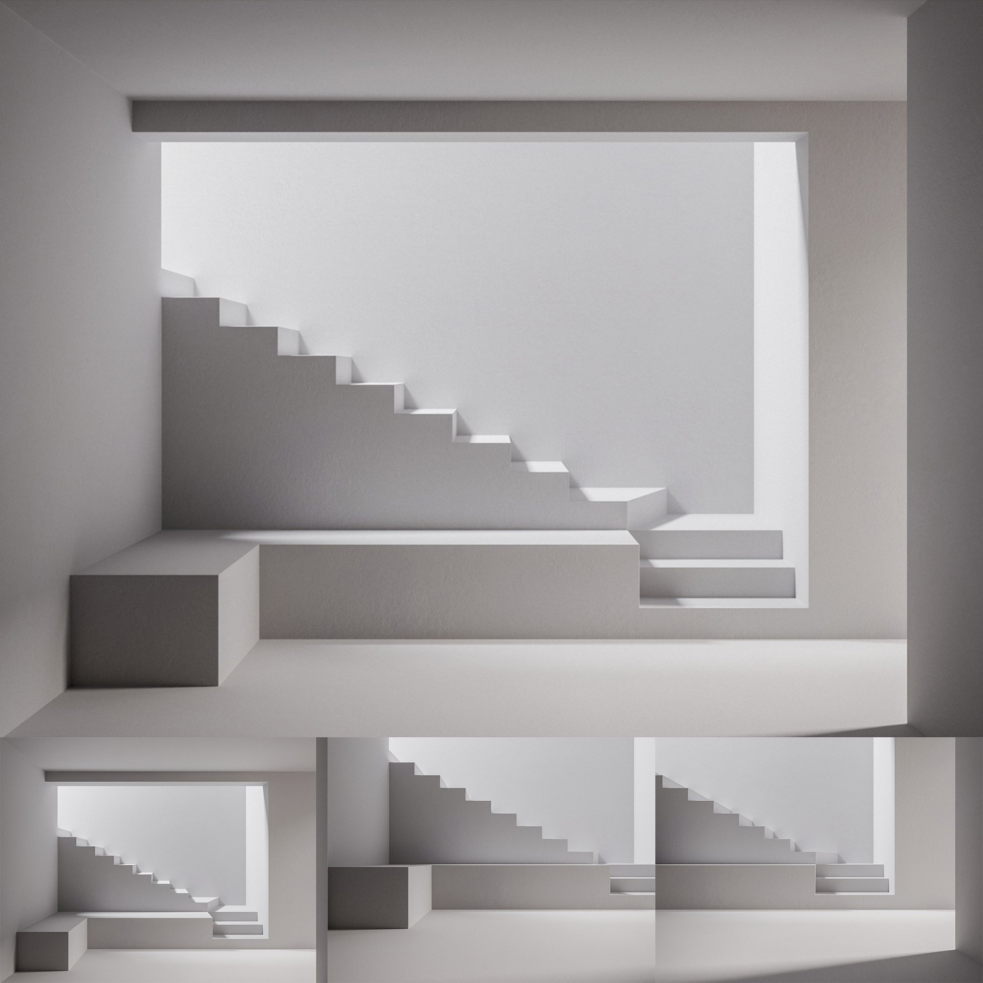 Staircase in white room | Interior scenes | BlenderKit