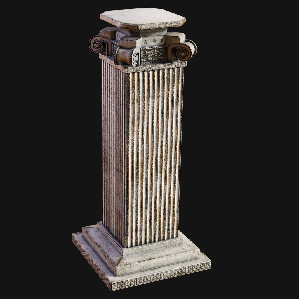 Squared Ionic Classical Pedestal | FREE Interior Design models | BlenderKit