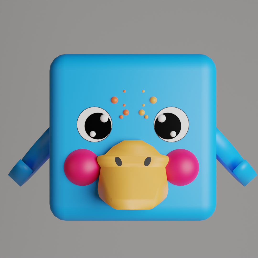 Blue Cube Duck | Birds models | BlenderKit