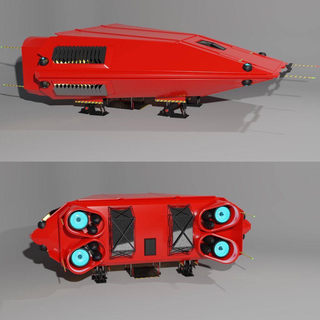 Landed red spacecraft | Spacecraft models | BlenderKit