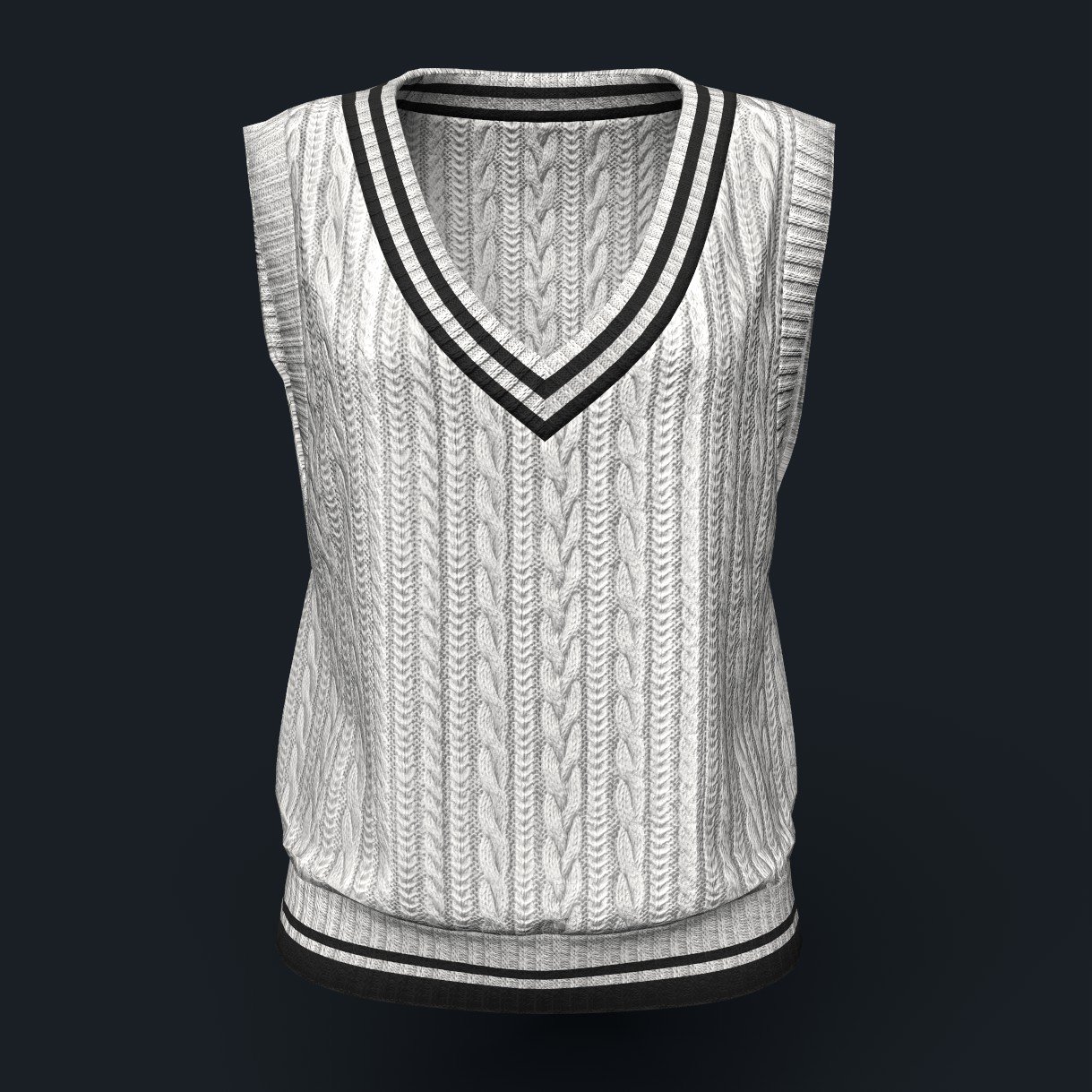 White Knitted Vest | Women Clothing models | BlenderKit