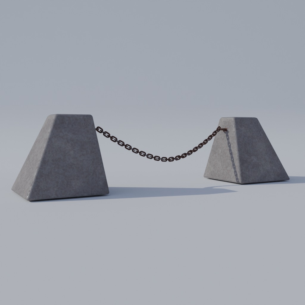 Chained Concrete Road Blocks | FREE Urban Environment models | BlenderKit