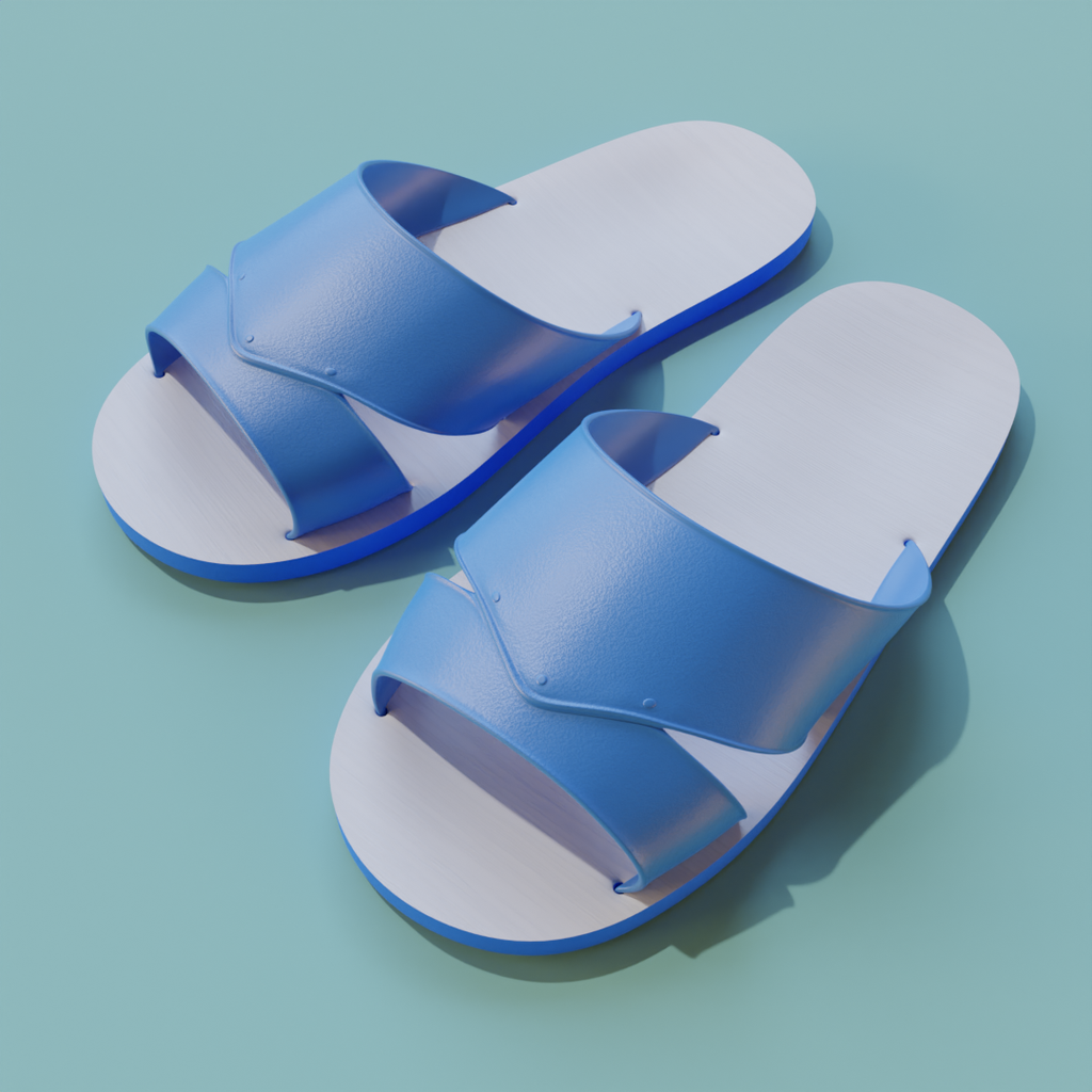 Blue and White Slippers ﻿ | FREE Footwear models | BlenderKit