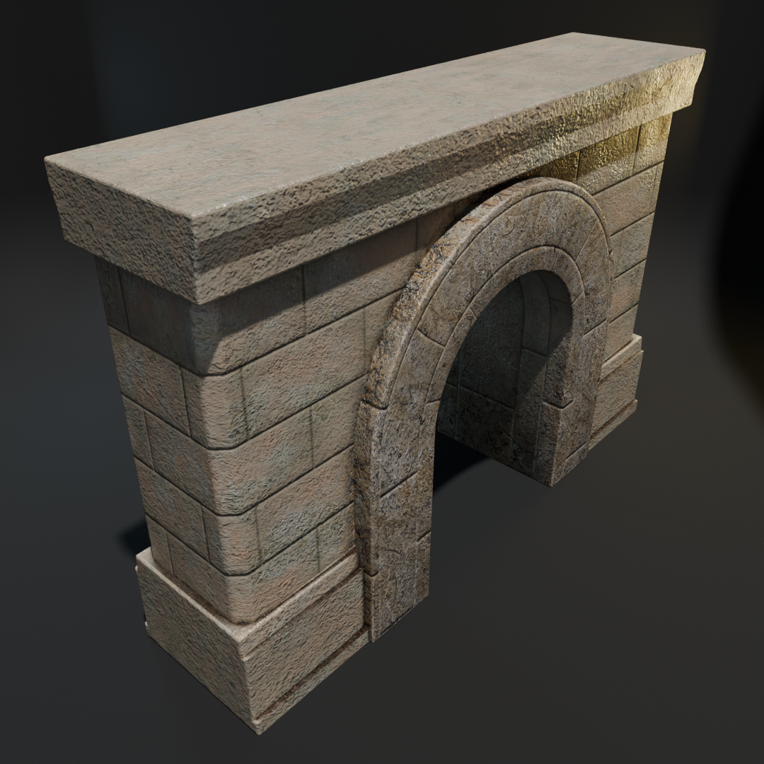 Stone Wall Section Round Arch | Stone Panels models | BlenderKit