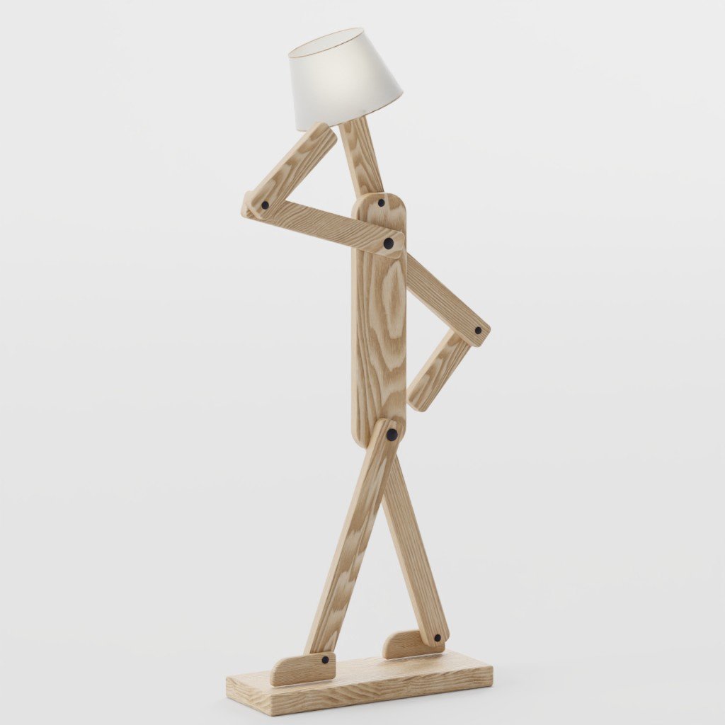 Human Wooden Stick Lamp | Floor Lamps models | BlenderKit