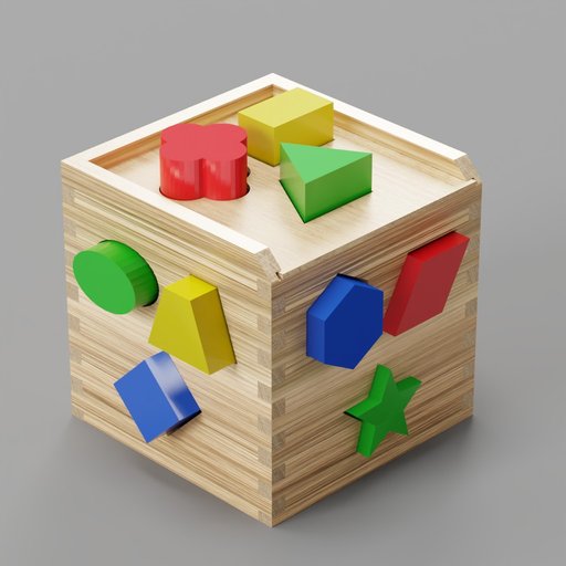 Square Wood Shape Sorting Toy | FREE Toys models | BlenderKit