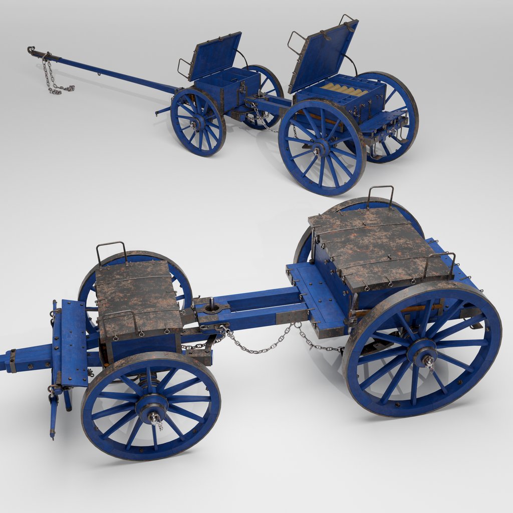 Prussian Ammunition wagon & Limber 1842 | FREE Historical Weapons models | BlenderKit