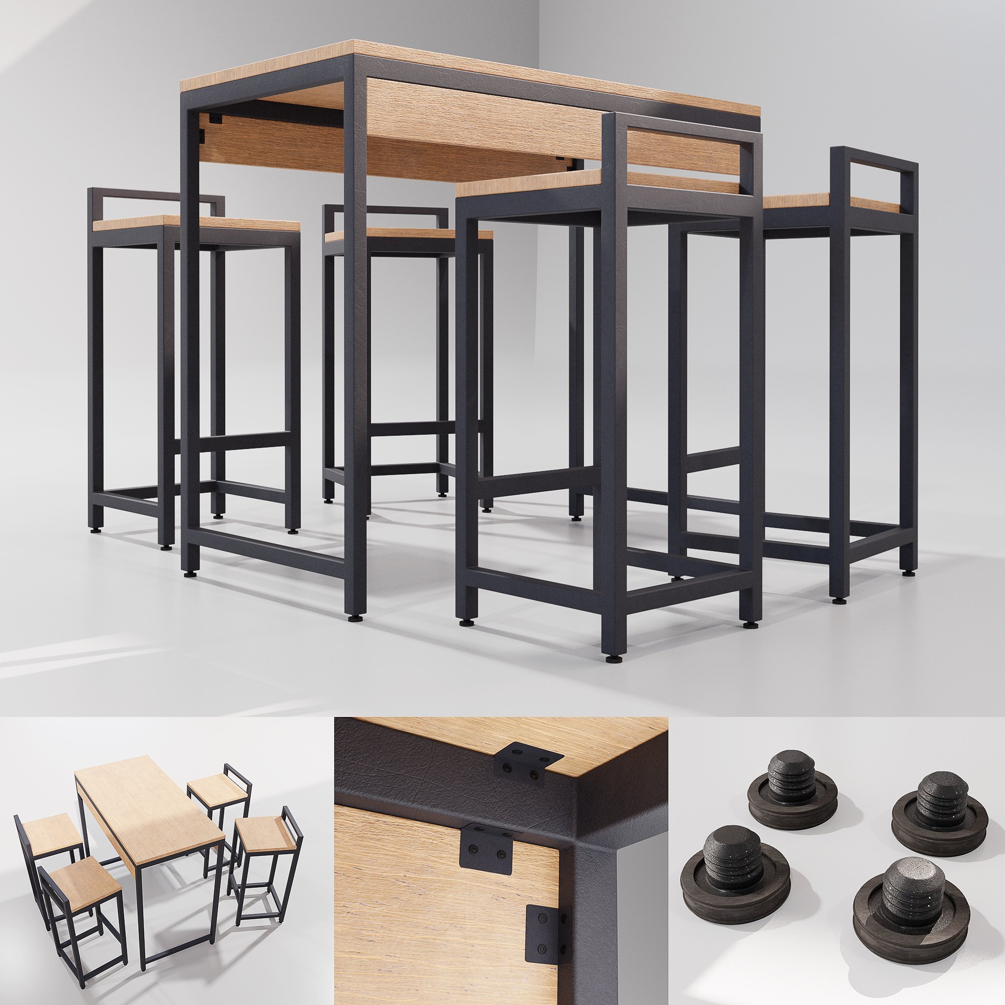 Modern Bar Table Set | Restaurant / Bar models | BlenderKit