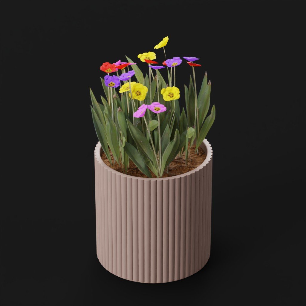 Yellow Small Flowers Pot | Indoor Plants models | BlenderKit