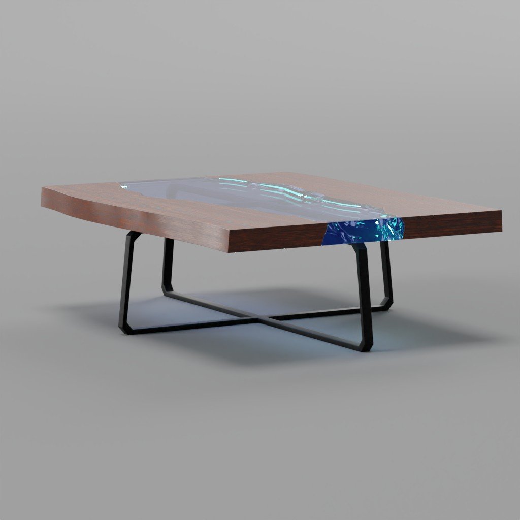 Coffee table with epoxy | Tables models | BlenderKit