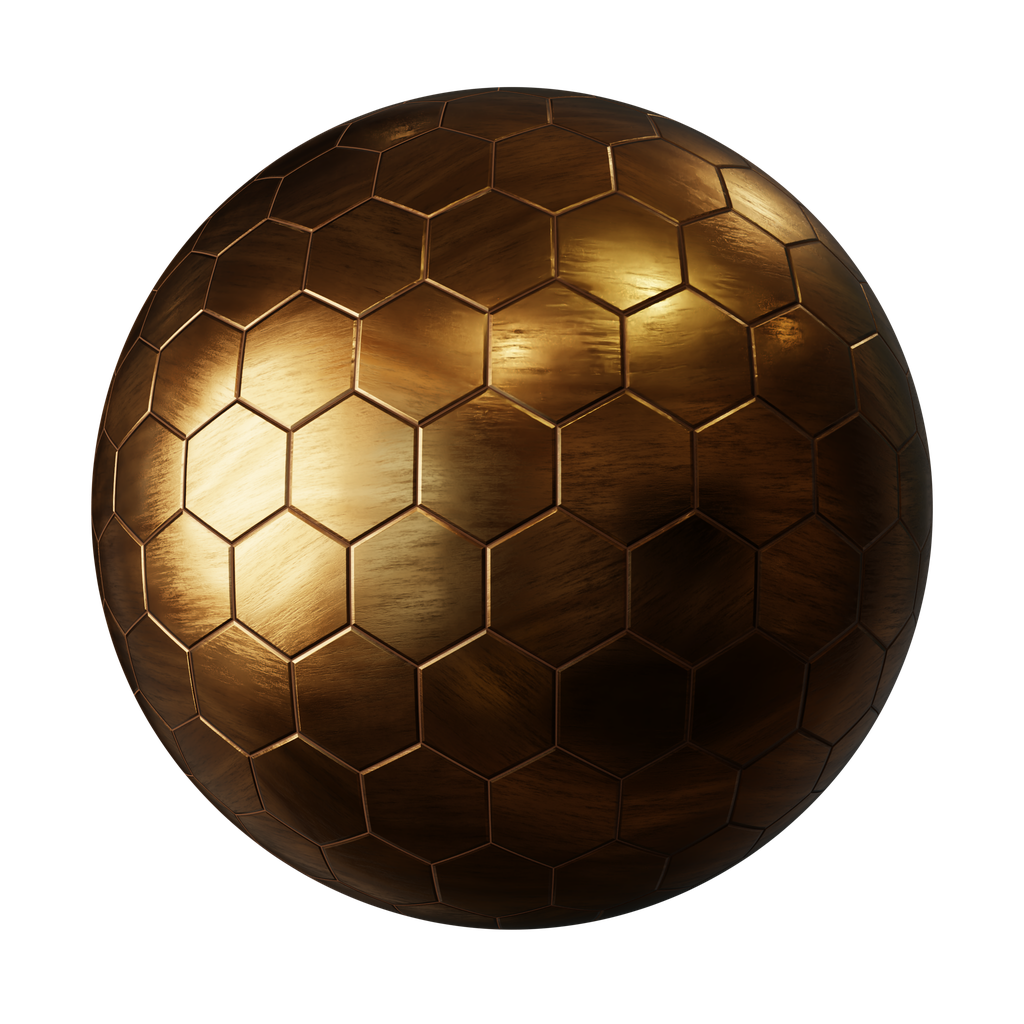 Metal golden tiles with wooden pattern | FREE tiles materials | BlenderKit