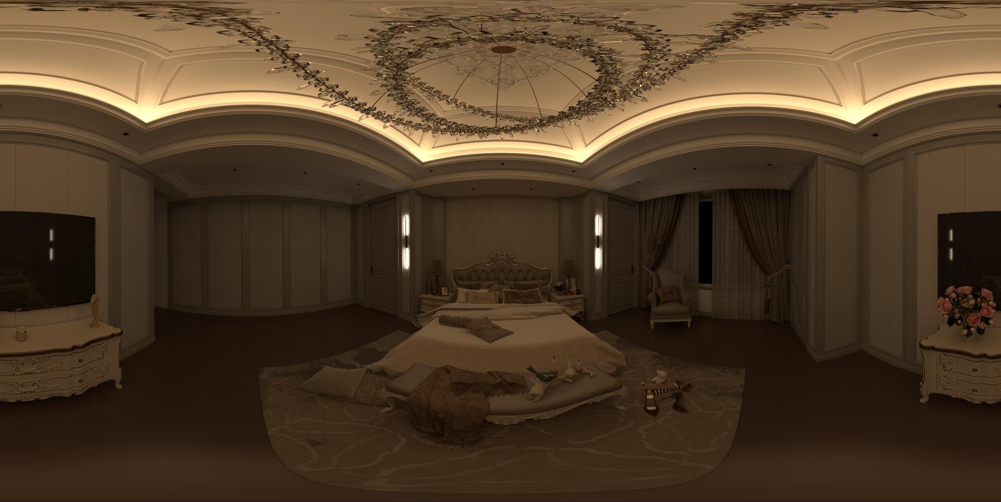 Night Warm Light Bedroom | Interiors HDRis | BlenderKit