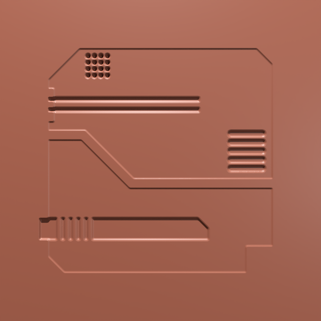 Greeble Panel Brush - 01 | FREE industrial brushes | BlenderKit