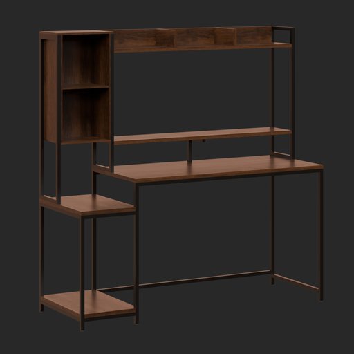 Gaming Desk with Shelves | FREE Desks models | BlenderKit