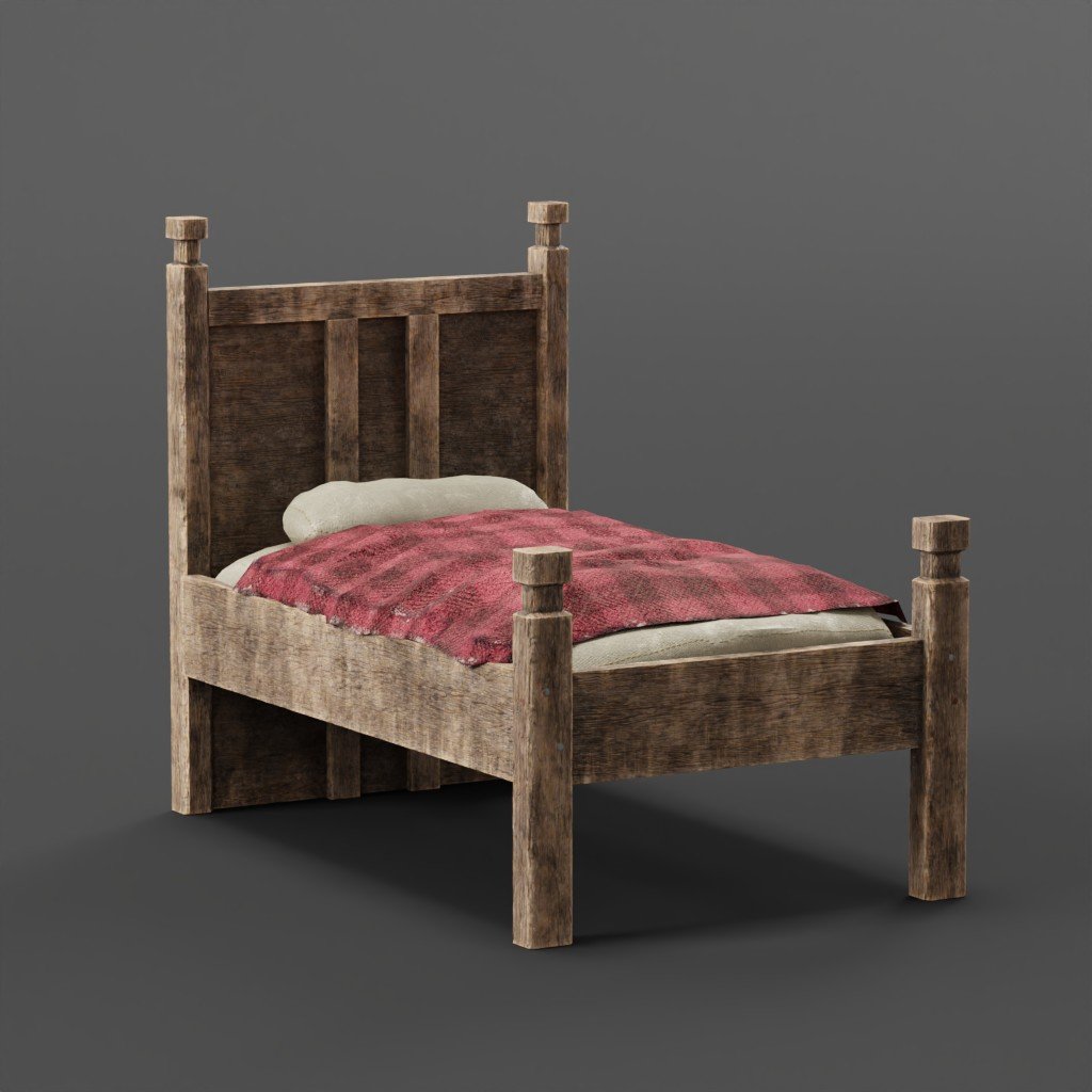 Wooden bed | Beds models | BlenderKit