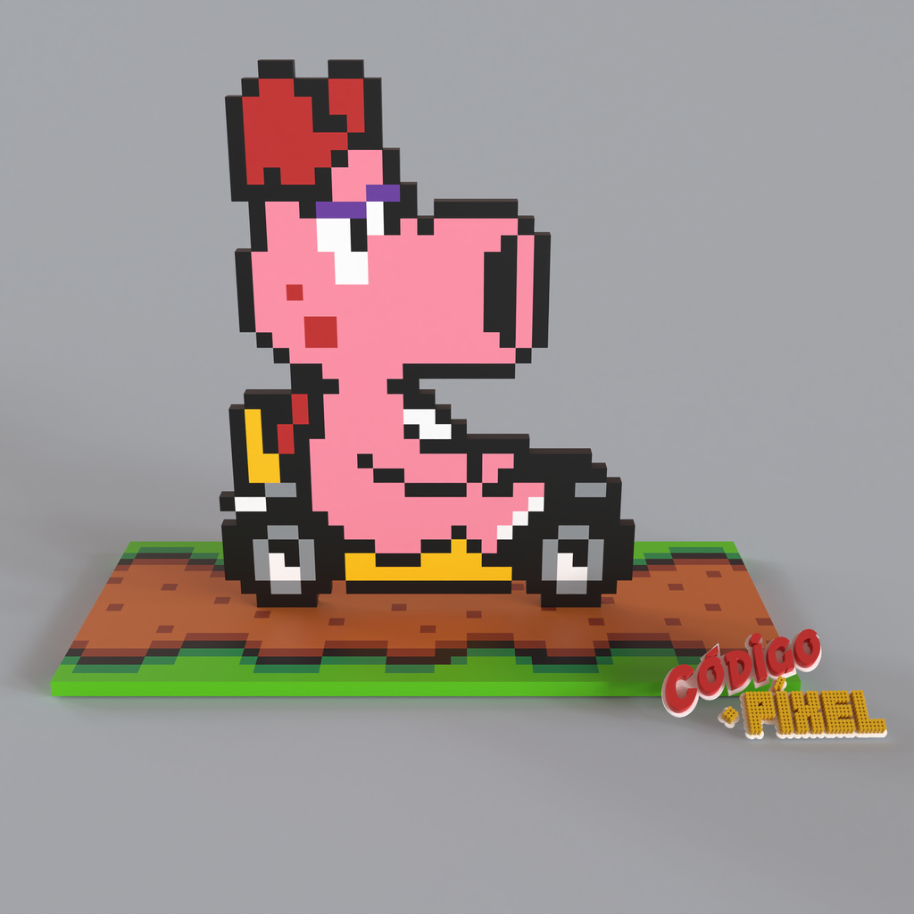 SMK030 - Super Pixel Kart Birdo | FREE 3D Character models | BlenderKit